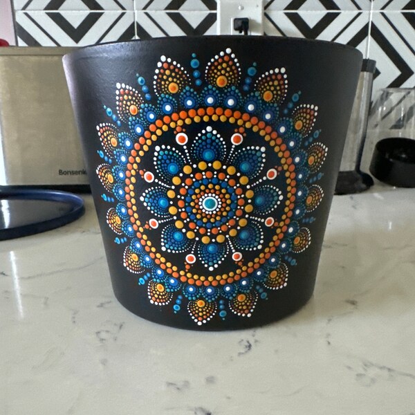 Hand Painted Mandala Plant Pot 4.7 Inch - Etsy