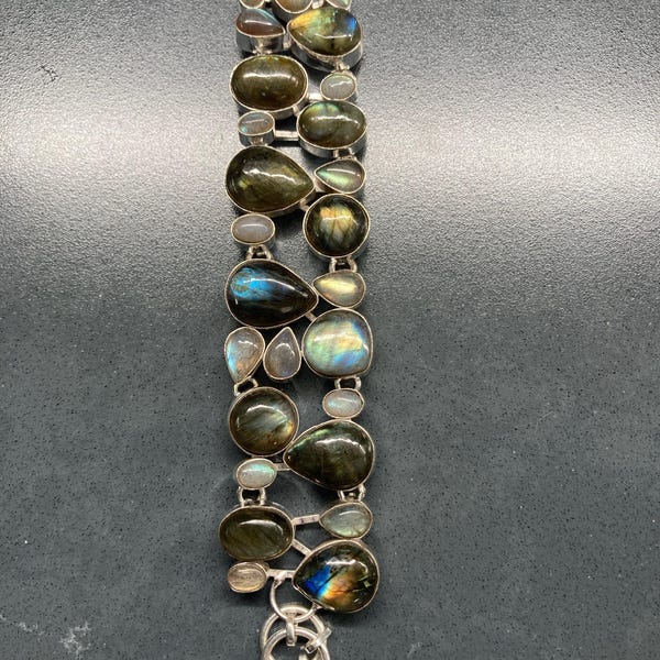 Natural Labradorite Gemstone Handmade 925 Sterling Silver Necklace 925 ...