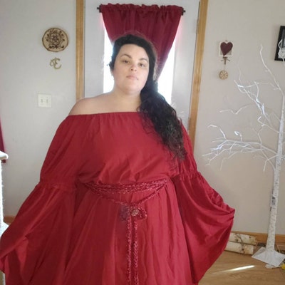 Renaissance Dress Chemise Style Costume Gown Grey W/dagged Sleeves ...