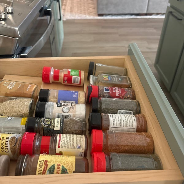 Custom Size Maple Spice Rack Drawer Insert Tray Organizer || Kitchen ...