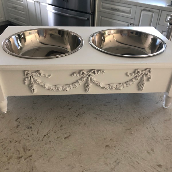 Elevated Dog Cat Pet Feeder | HUMAN GRADE 304 Stainless Bowls | Raised ...