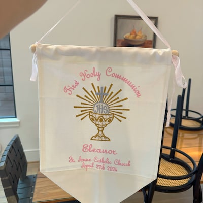 Personalized First Communion Banner With Ornate Embroidered Chalice - Etsy