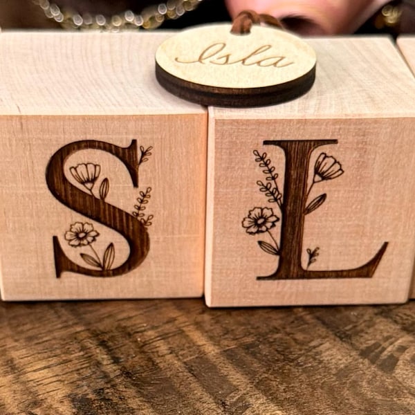 Custom Personalized Wood Name Blocks | FLORAL GARDEN | Kids Room ...