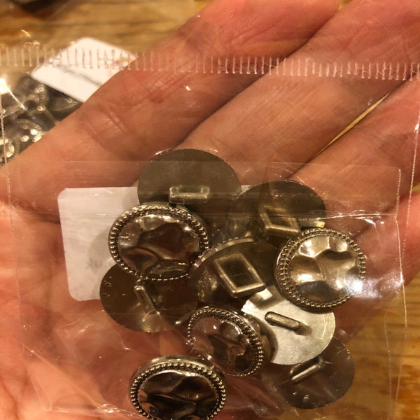 10, Silver Buttons, Metallic Buttons, Plastic Buttons, 15mm Round ...