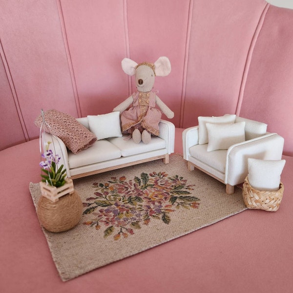 Adelaide Scoop Arm Sofa | Pearl White | Macy Mae 1:12 Scale Miniature ...