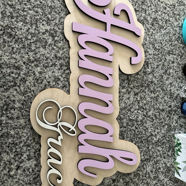 Large Wood Name Sign Nursery Name Sign Above Crib Cut Out Layered Baby ...