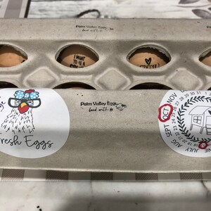 Egg Carton Stickers Funny Chicken Face Fresh Eggs Egg Carton Sticker ...