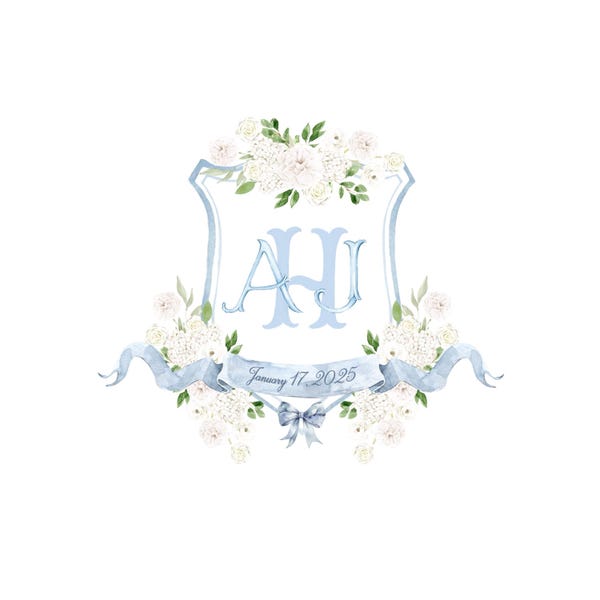 Custom Wedding Monogram Logo, Wedding Monogram, Watercolor Monogram ...