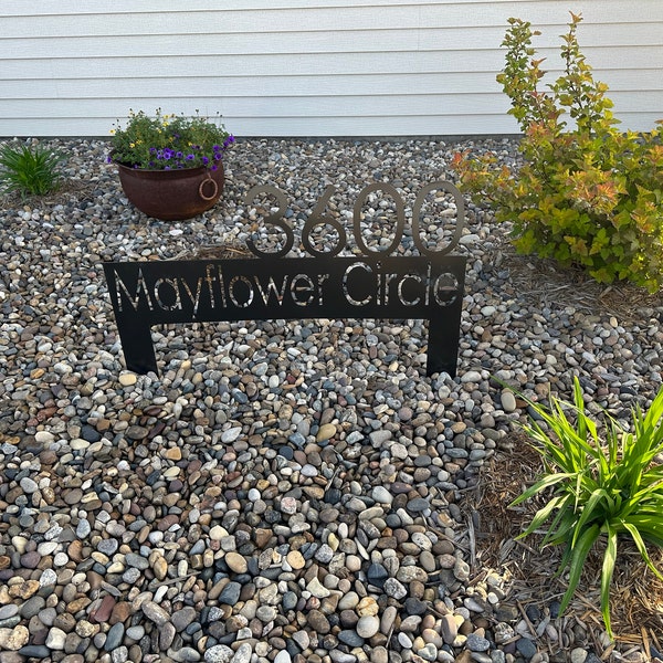 Modern House Number Yard Sign | Metal House Numbers With Street Name ...