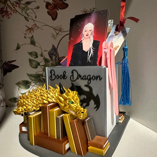 Book Dragon Bookmark Holder / Pen Holder - Etsy