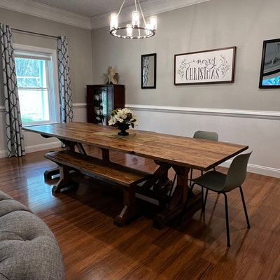 Large Farmhouse Table, Long Farmhouse Table, Kitchen Table, Rustic ...