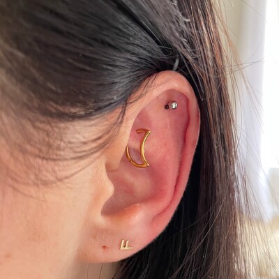 16g Cresent Moon Daith Earring 316L Surgical Steel Piercing Jewelry ...