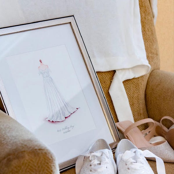 Wedding Dress Illustration | Custom Wedding Portrait | Personalized ...