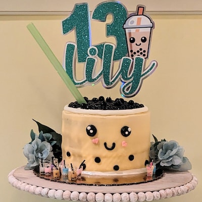 Boba Cake Topper,boba Tea,milk Tea,pearl Tea,bubble Tea,3d Cake Topper ...