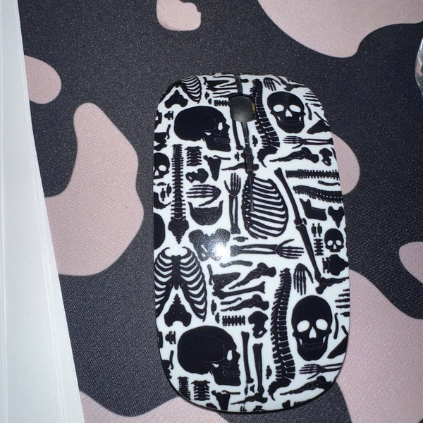 Monochrome Human Skeleton Prints Pattern - Wireless Mouse, 2.4G ...
