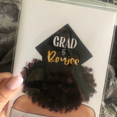 Grad and Boujee African American Graduation Card Fashion Illustration ...