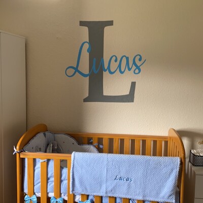 Boy Name Wall Stickers, Custom Name Initial Wall Sticker Vinyl Decal ...