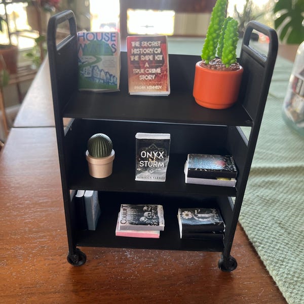 1/6 Scale 3 Shelf Mini Library Cart/ Mini Brands Books / Mini Books ...