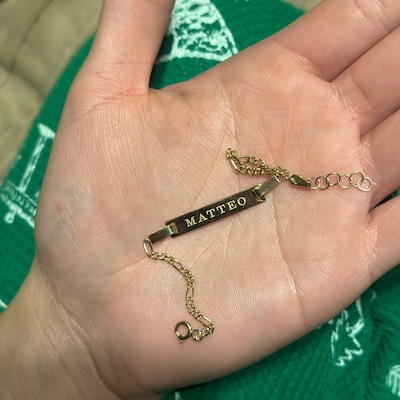 14K Real Gold Baby ID Bracelet, Personalize Baby Girl Boy Bracelet ...
