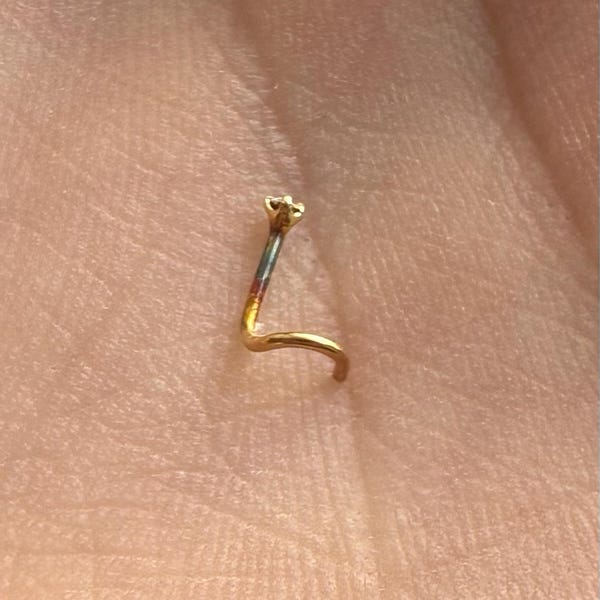 SUPER SPARKLY TINY Nose Stud in Sterling Silver and 18K Gold, 22 Gauge ...