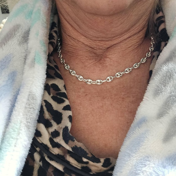 925 Sterling Silver Paper Clip Chain Necklace, Womens Solid Silver ...