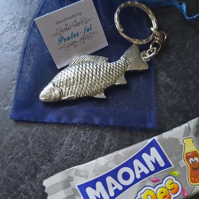 Carp Fish Key Ring, Handmade UK Mordern English Pewter, Carp Fish ...