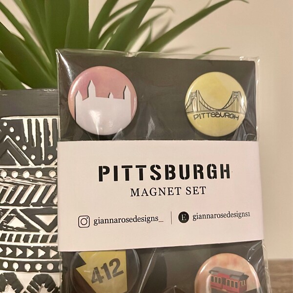 Pittsburgh Pin or Magnet Set | Set of 4 - PPG Place, Incline, 412 ...