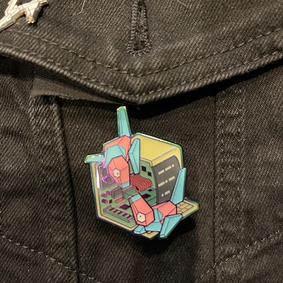 Pokehabitat: Virtual Rainbow Metal Porygon Enamel Pin - Etsy