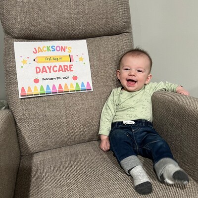 Editable First Day of Daycare Sign Template, Personalized Back to ...