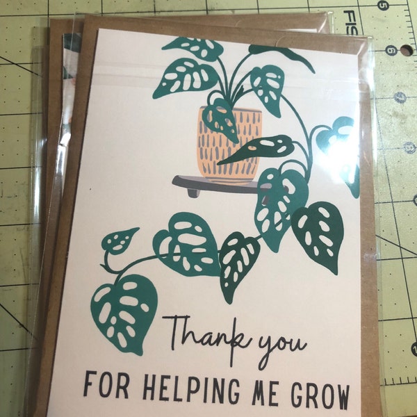 Plant Mother's Day Card, Thank You for Helping Me Grow, Cute Mother's ...