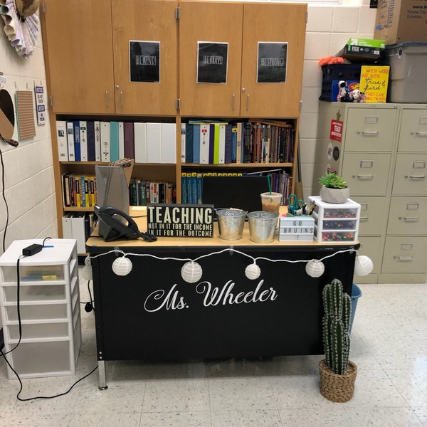 Teacher Name, Teacher Desk Decal, Classroom Decor, Vinyl Wall Decal ...