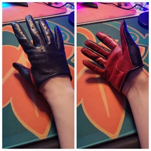 Fingerless Long Leather Gloves/ Super Soft Black Leather Gloves-black-red-women Gift-glamour ...