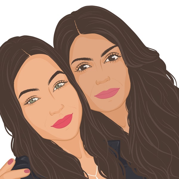 Best Friend Portrait From Photo, Hand Drawn Portrait for Friends ...