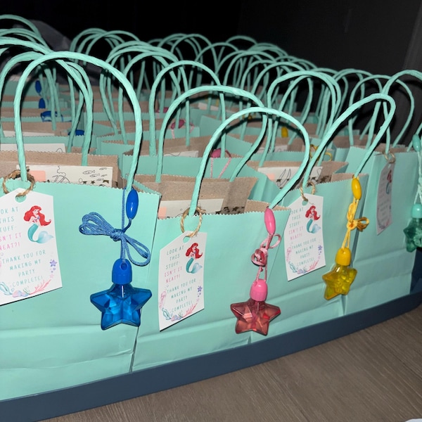 Ariel Party Favor Tags, Ariel Goodie Bag, Ariel Thank You Tags, Little ...