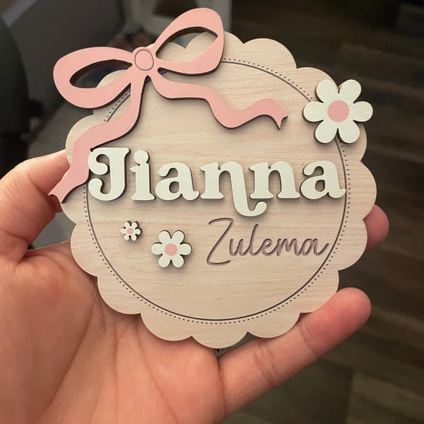 Birth Announcement Sign, Name Announcement Sign, Pink Coquette Baby ...