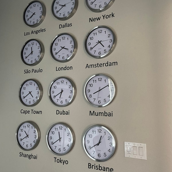 Time Zone Clock Decals City Decals Indoor Wall Decals Time Zone Sticker ...