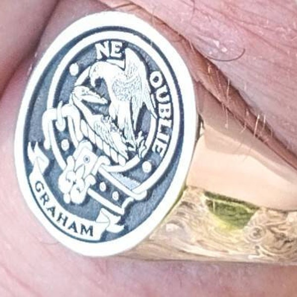 Graham Scottish Clan Signet Ring ( Ne Oublie ) Sterling Silver Handmade ...