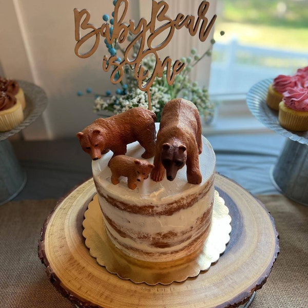 Baby Bear Cake Topper, Baby Bear is One, Wood Cake Topper, Birthday ...