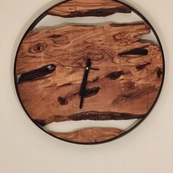 Large Modern Wooden Wall Clock, Olive Wood Wall Clock ,wood and Metal ...