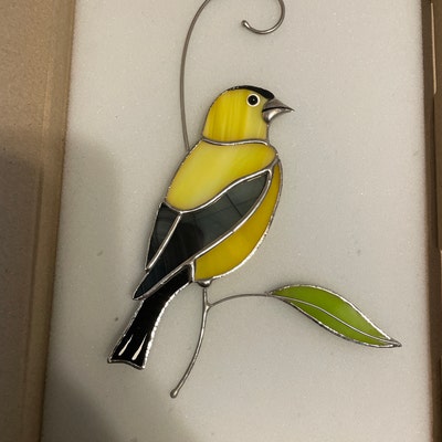 Goldfinch Stained Glass Window Hangings Handmade Gifts Custom Stained ...