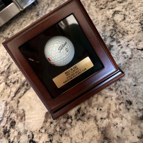 Wood Golf Ball Display Case: Hole in One Gift, Custom Plaque - Etsy