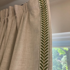 Curtain Trim Green Floral for Drapery by the Yard, 2 1/2 Inch 60mm ...