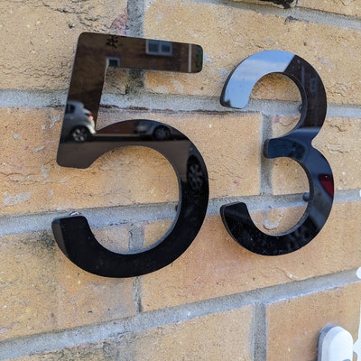 Large, Modern Acrylic House Number, 5mm Thick, Numbers, Floating Digits ...