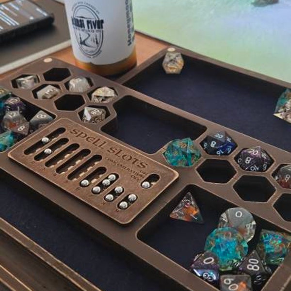 Dnd Box and Tray. Personalized Dice Box With Magnetic Spell Slot ...