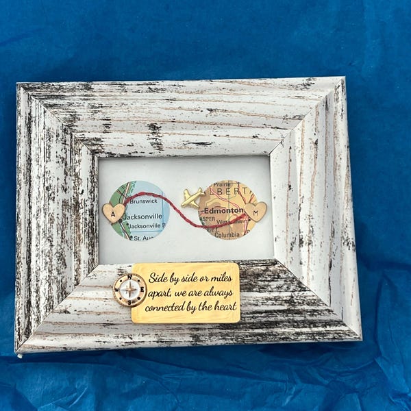 Long Distance Gift, Two Maps in One, Custom Map Gift, Maps in Frame ...