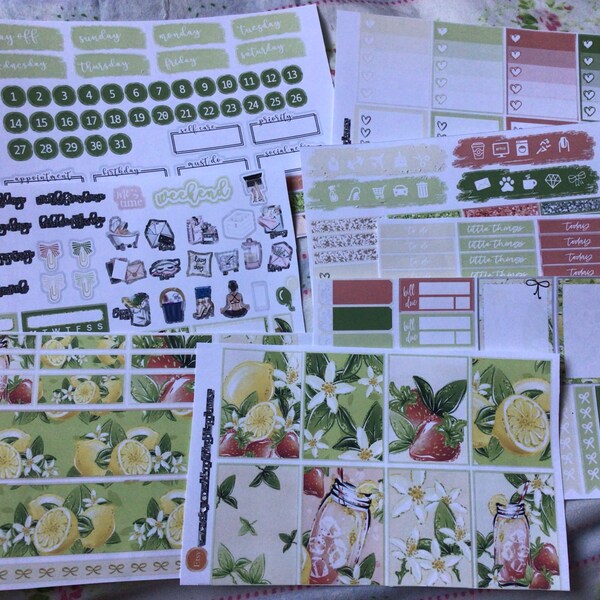 STRAWBERRY PRINTABLE PLANNER Stickers, Lemon Printable Sticker Kit ...