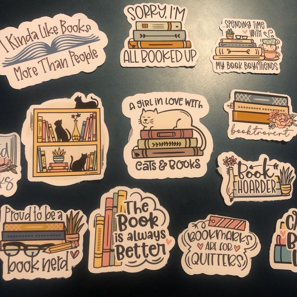 Printable Book Lover Stickers PNG Stickers - Print and Cut Book ...