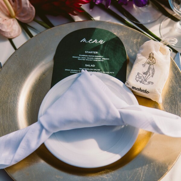 Arch Shape Minimalist Solid Color Wedding Menu • Printed Menus • Simple ...