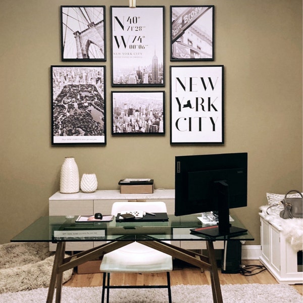 Gallery Wall Set of New York, Travel Art, NYC Brooklyn Print, Living ...