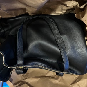 Extra Large Black Leather Tote Bag , Oversized Work and Travel Computer ...
